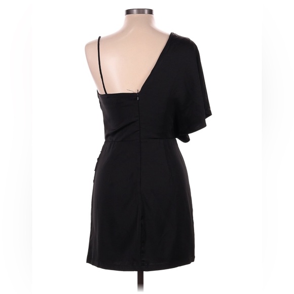 TCEC | Dresses | Tcec Black Satin One Shoulder Mini Dress | Poshmark
